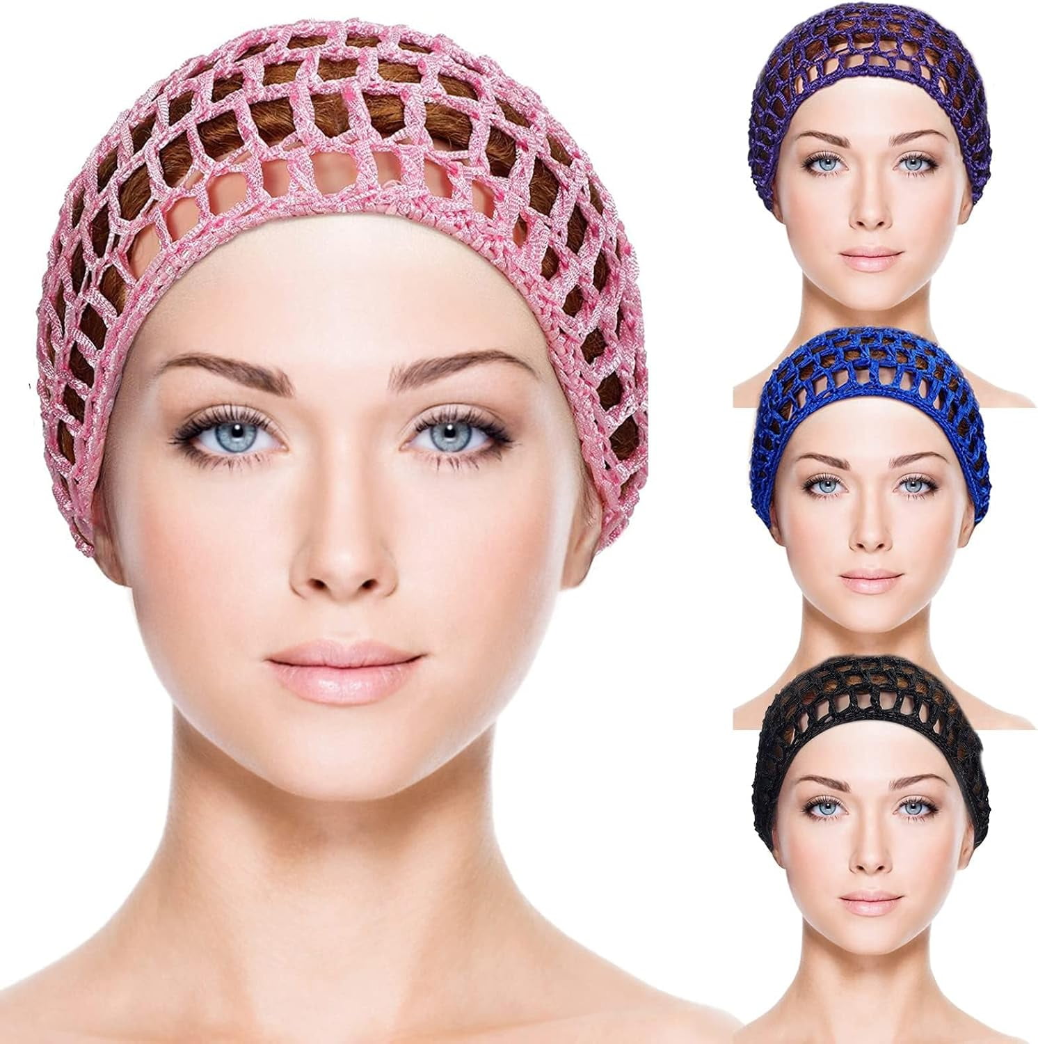 4Pcs Hair Nets for sleeping in Crochet Cap Hair Mesh Crochet Mesh Hair ...