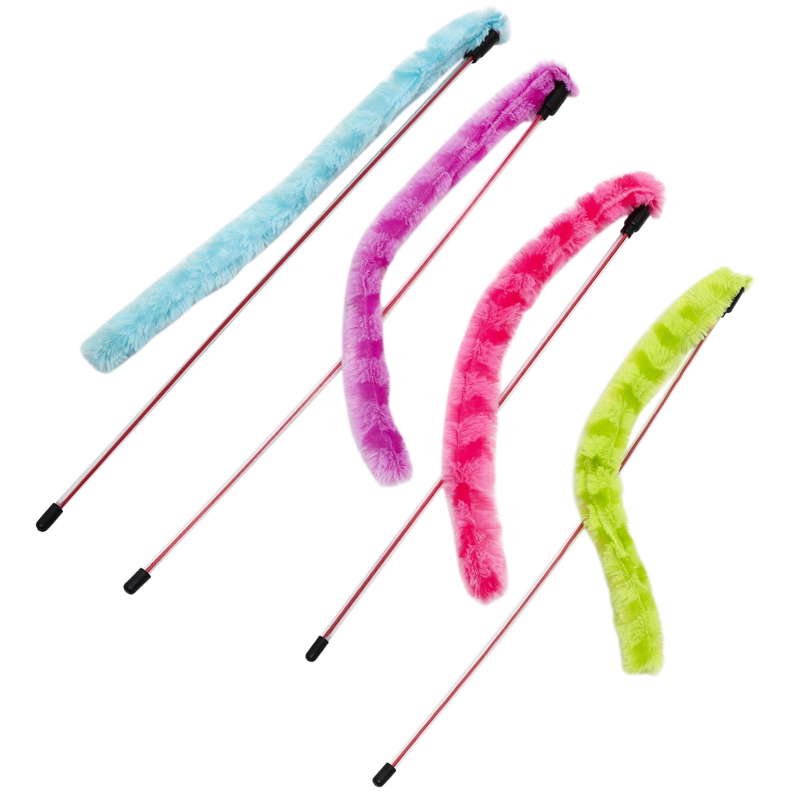4Pcs Handheld Cat Teaser Toys Supple Cat Wands Creative Plush Wand Toys ...