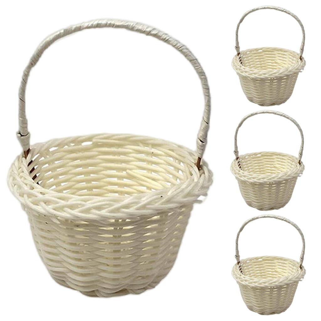 4Pcs Handheld Rattan Basket Set Handwoven Baskets Eye Catching Flower ...