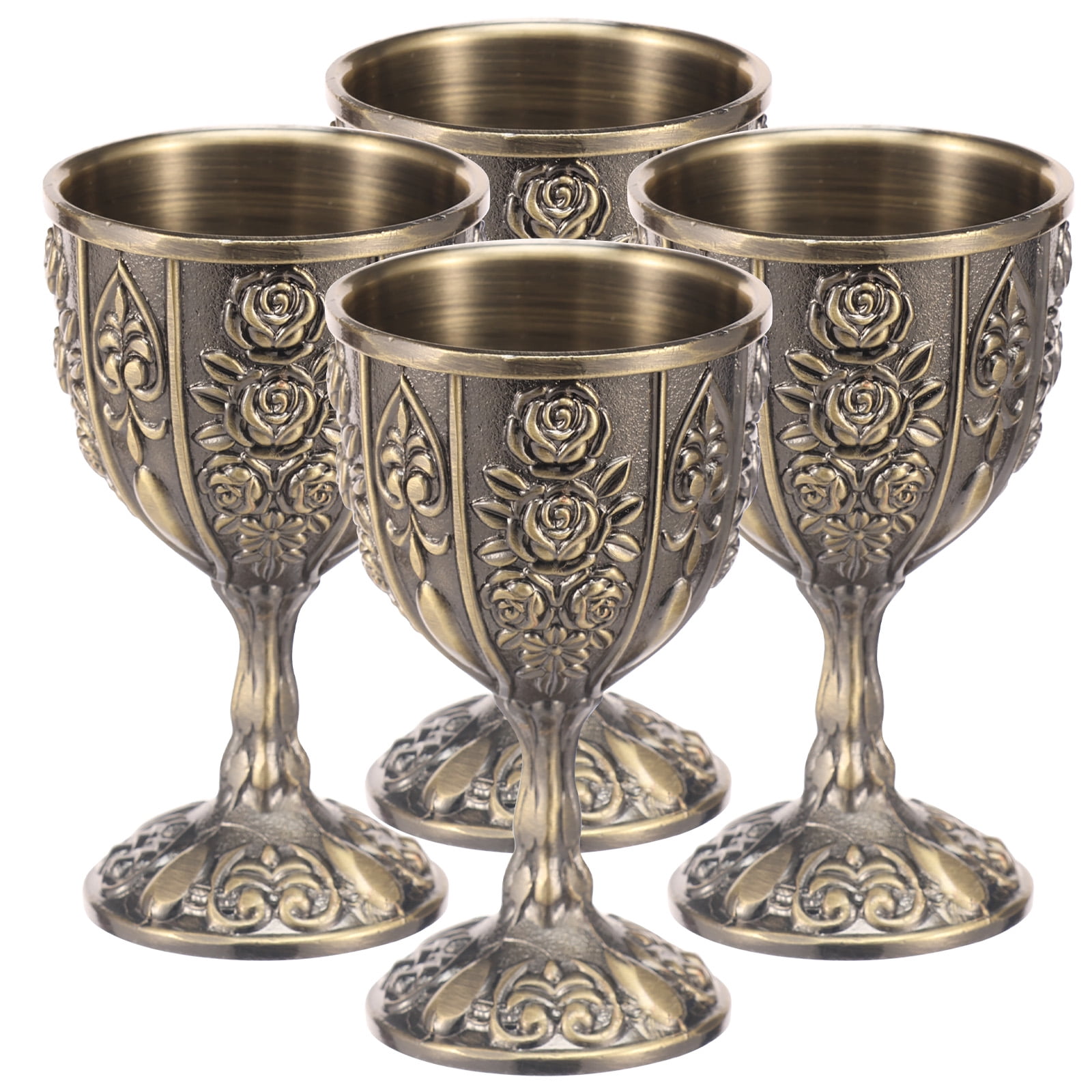 4Pcs Handmade Goblet Chalice Vintage Engraving Wine Liqueur Cup 3.4OZ ...