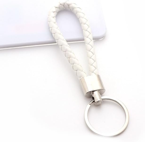 4Pcs Handwoven Imitation Leather Keychain with Metal Car Key Ring Chain ...