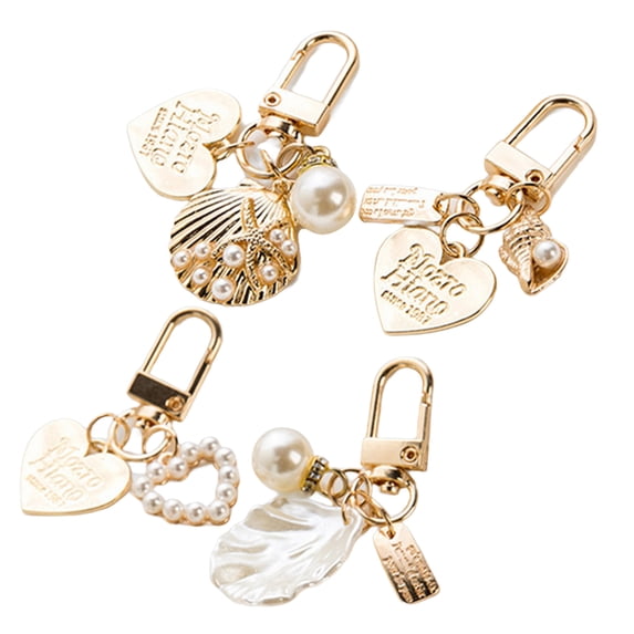 4Pcs Heart Pendant Conch Keychain Sea Creature ThemeKeychain Key Holder ...