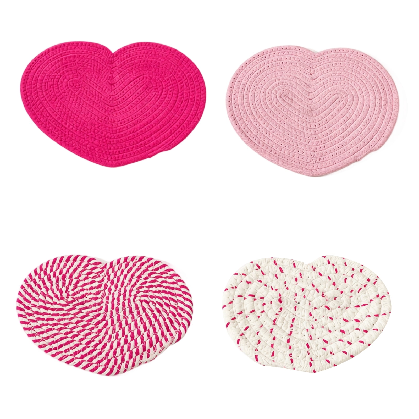 4Pcs Heart Shaped Cotton Rope Placemats Cute Woven Trivets for Wedding ...