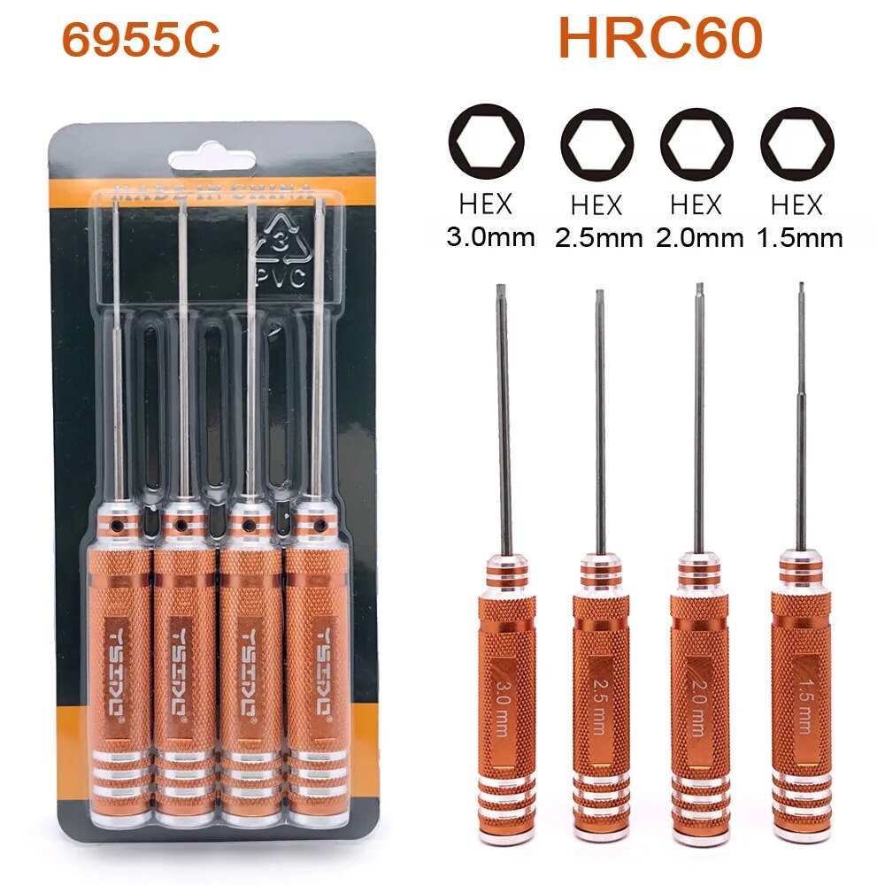 4Pcs Hex Screw Driver Screwdriver 1.5mm 2.0mm 2.5mm 3.0mm Tool BOX For FPV Racing Drone Heli ...