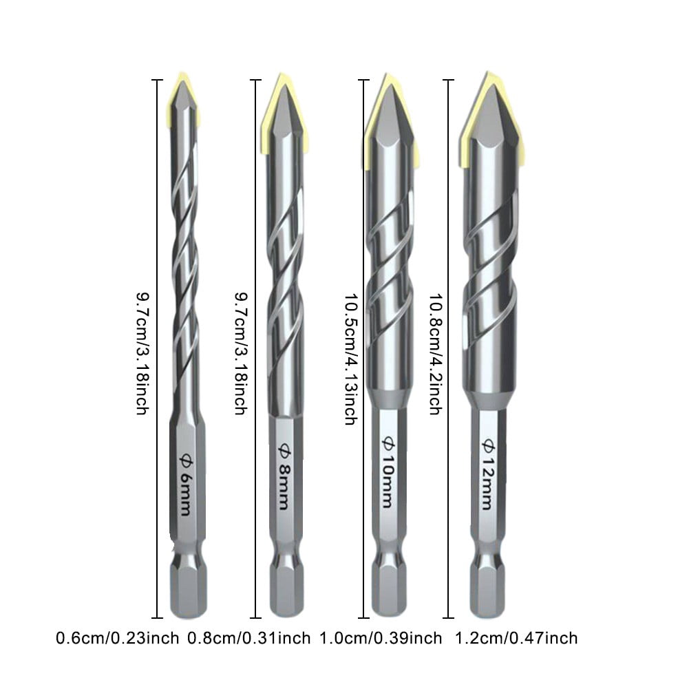 4Pcs Hex Shank Eccentric Drill Bit Triangle Head for Tile Concrete ...