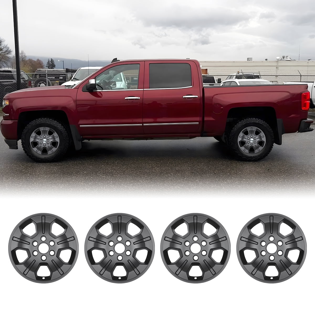 4Pcs Hubcap 18" Alloy Wheel Skins for 2014-2018 Chevy Silverado 1500 ...