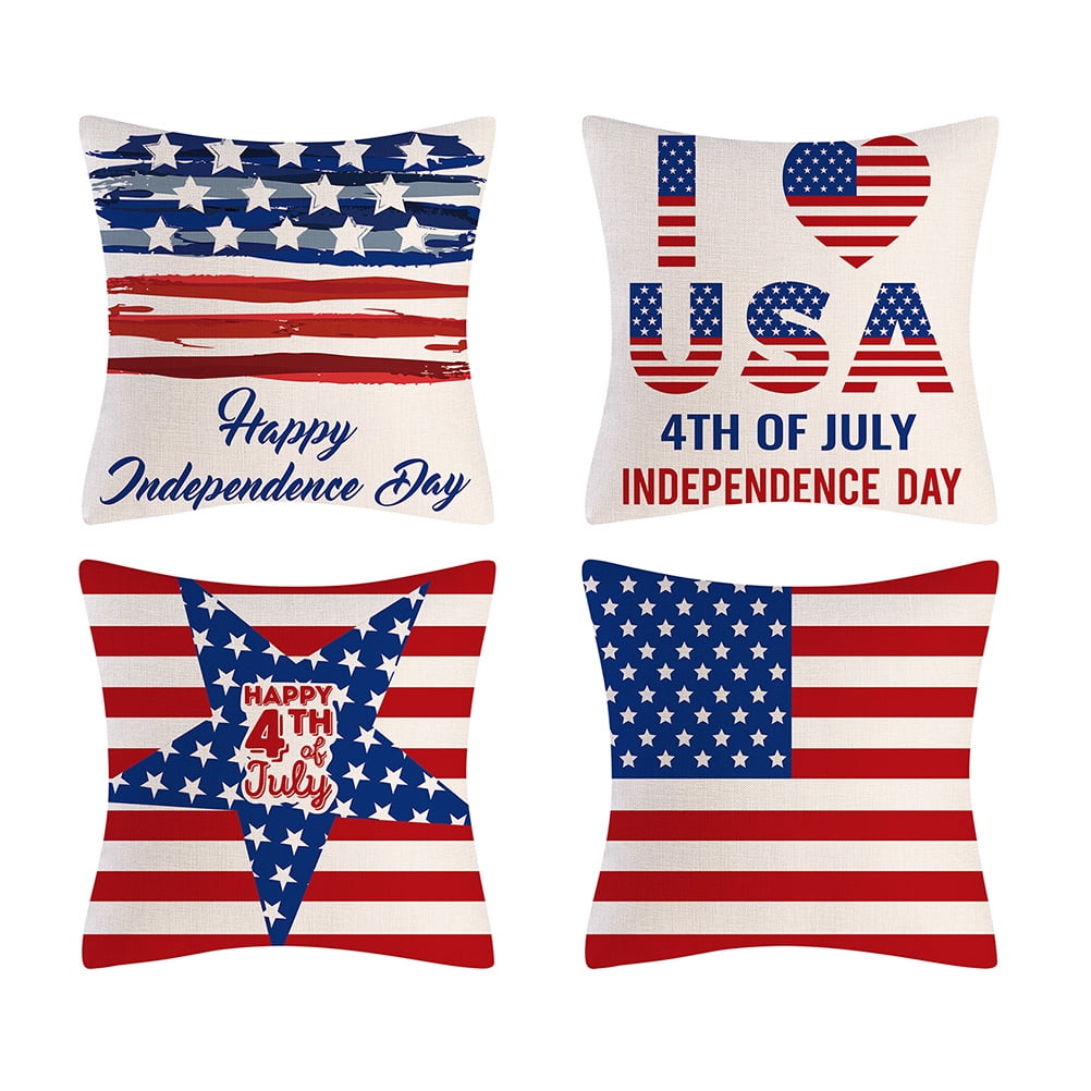 4Pcs Independence Day Decoration Pillowcase Independence Day Patriotic ...