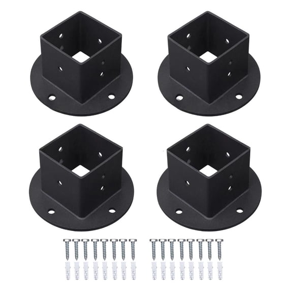 4Pcs Industrial Square Base Brackets for Permanent Fence & Railing ...