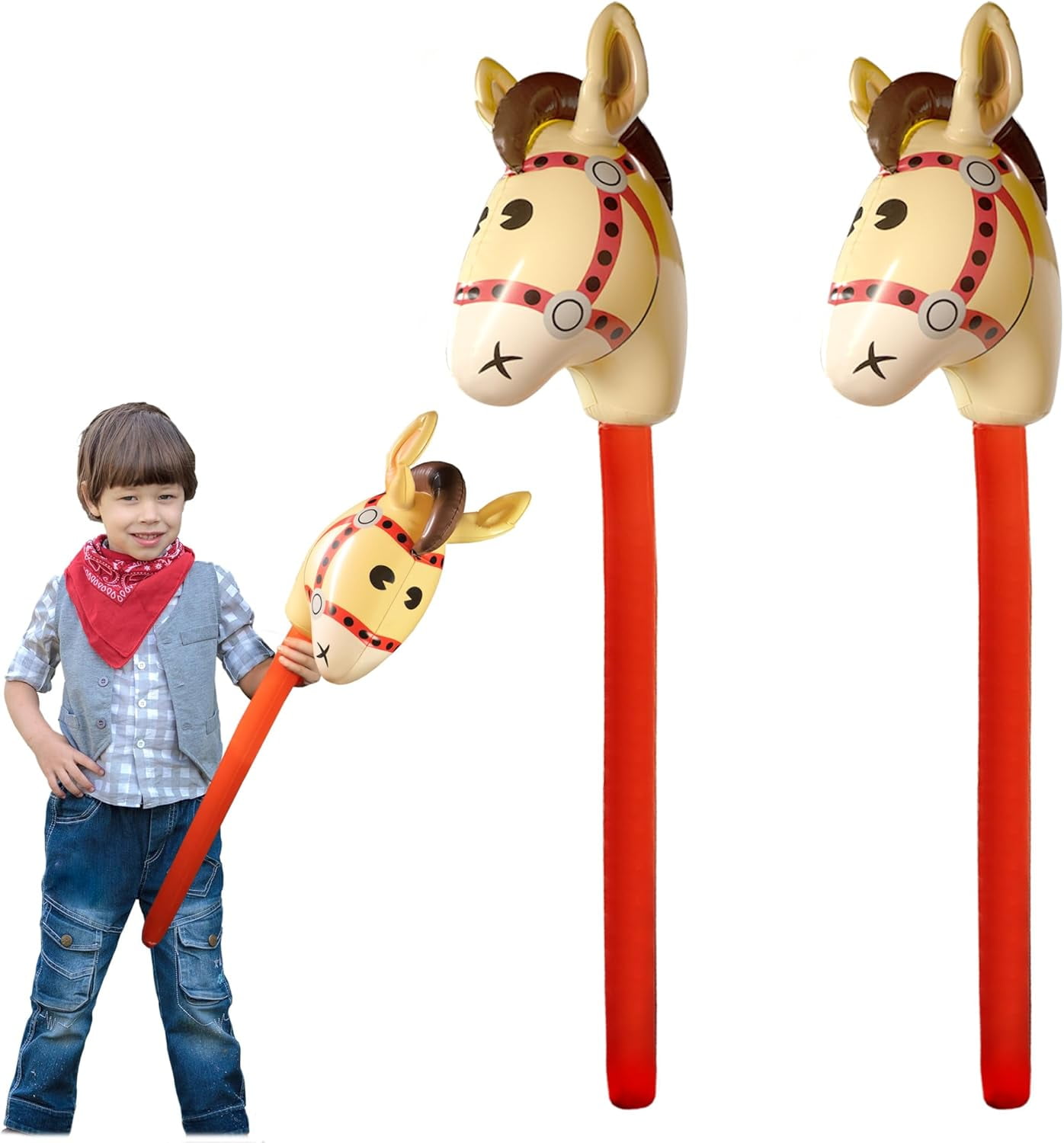 2Pcs Inflatable Stick Horse Toy - 38 Inches Inflate Horsehead Balloons ...
