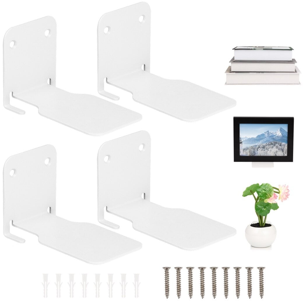 Coofit 4Pcs Invisible Floating Bookshelves, Wall-Mounted White ...