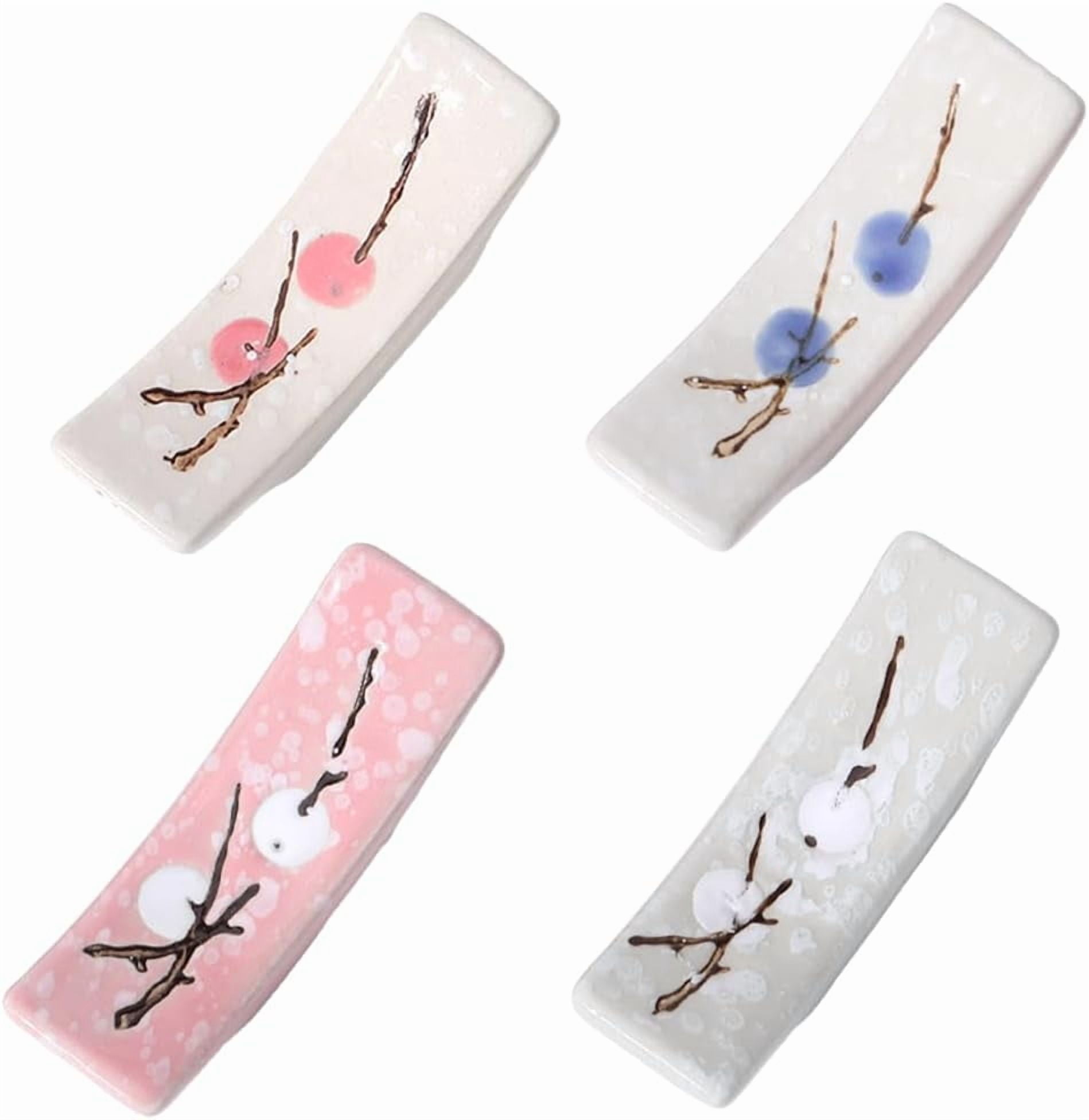 4Pcs Japanese Chopstick Holder Flower Blossom Porcelain Chopsticks Rest ...