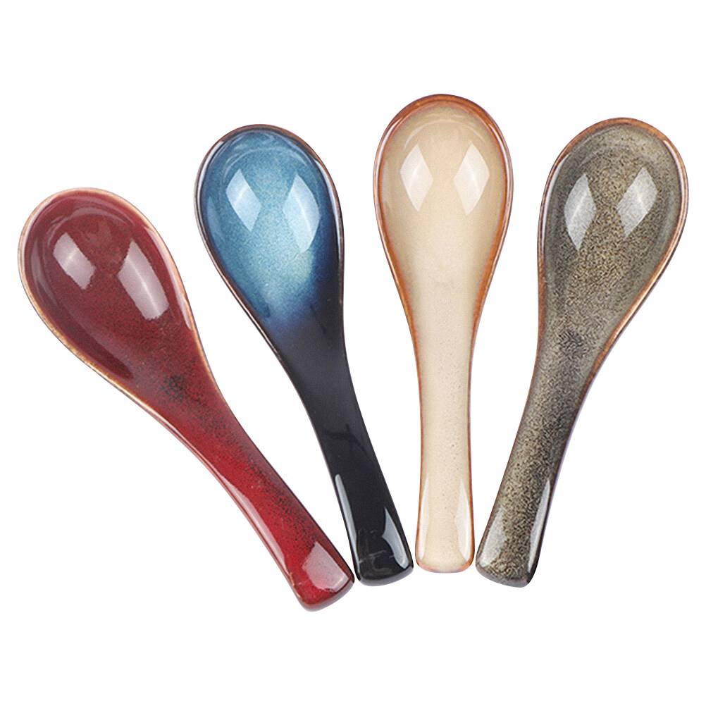 4Pcs Japanese Style Spoons Soup Spoons Decorative Dessert Spoons ...