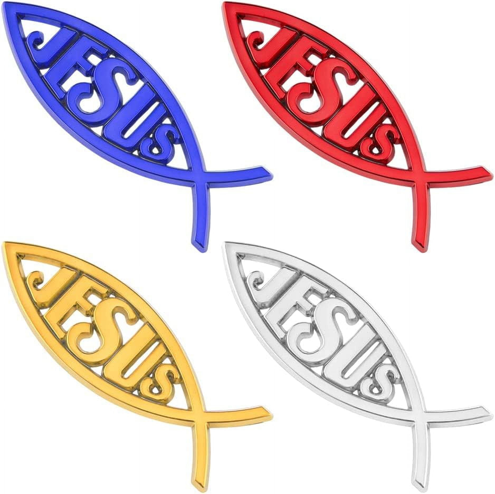 4Pcs Jesus Fish Decal Stickers 4 Colors Plastic Jesus Ichthys Fish Car ...
