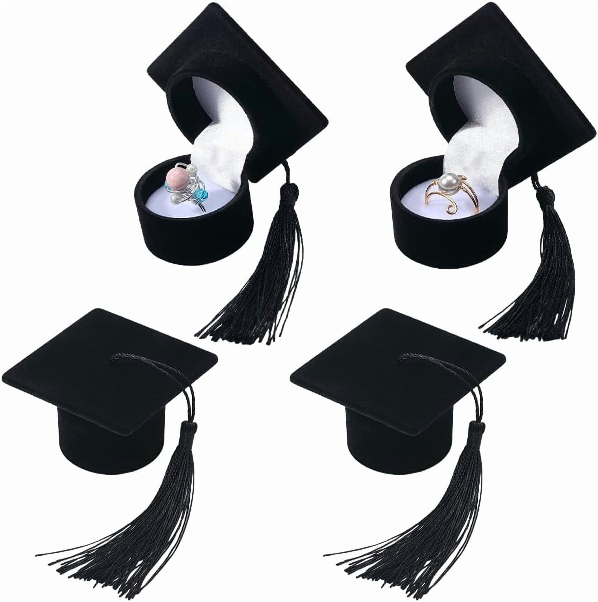 4Pcs Jewelry Hat Box Hat Ring Box Doctoral Hats Shaped Velvet Jewelry ...