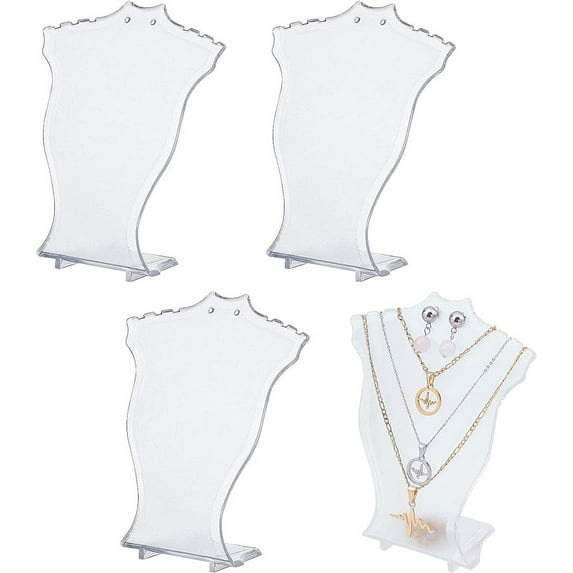 4Pcs Jewelry Necklace Displays Clear Bust Display Stand Plastic Jewelry ...