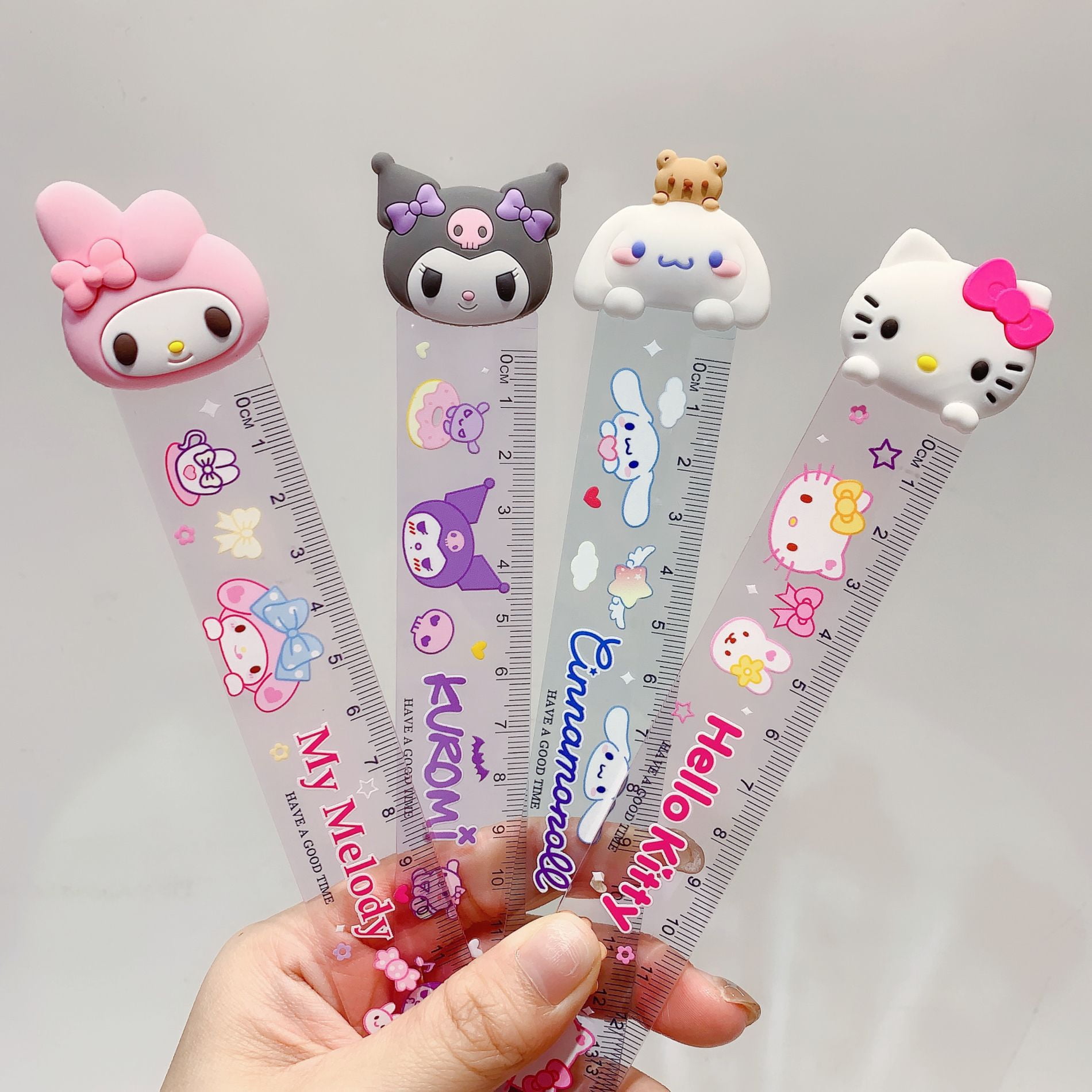 4Pcs Kawaii Sanrio Stationery Ruler Cartoon Hello Kitty Kuromi My ...