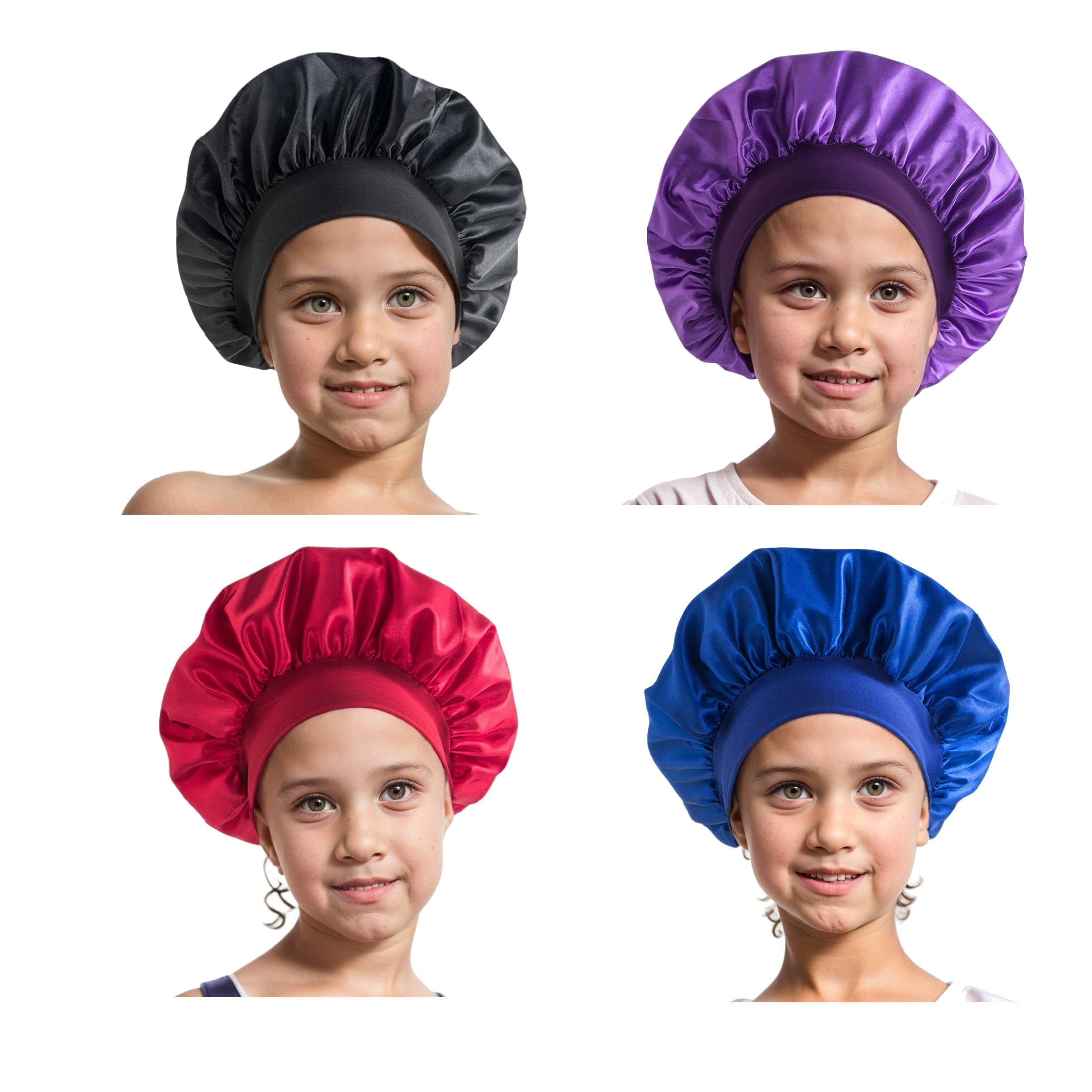 4Pcs Kids Satin Bonnet Soft Sleep Cap for Toddlers Kids Hair Care Wide ...