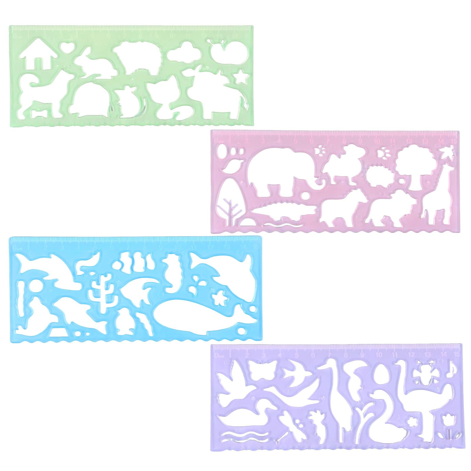 4Pcs Kids Stencils for Drawing, Clear Ruler Animal-Shaped Stencils ...