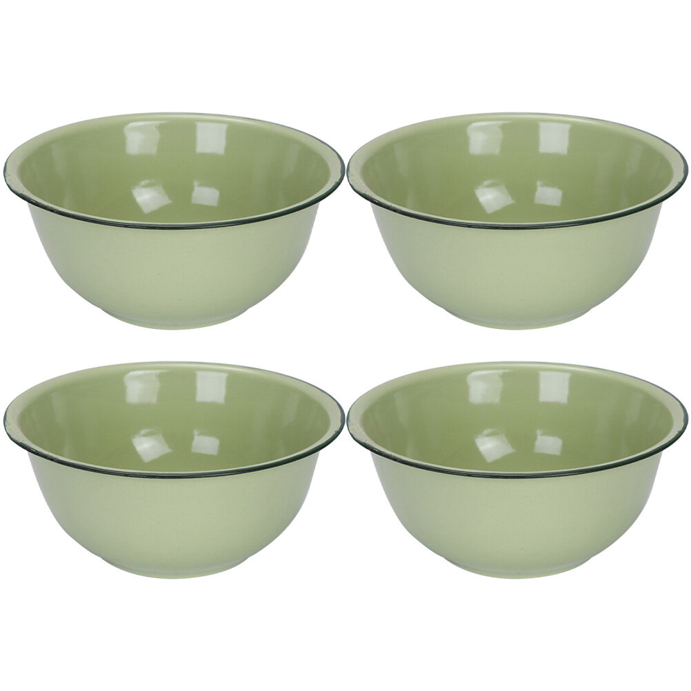 4Pcs Kitchen Enamel Bowl Enamel Noodle Bowl Household Enamel Basin Home ...