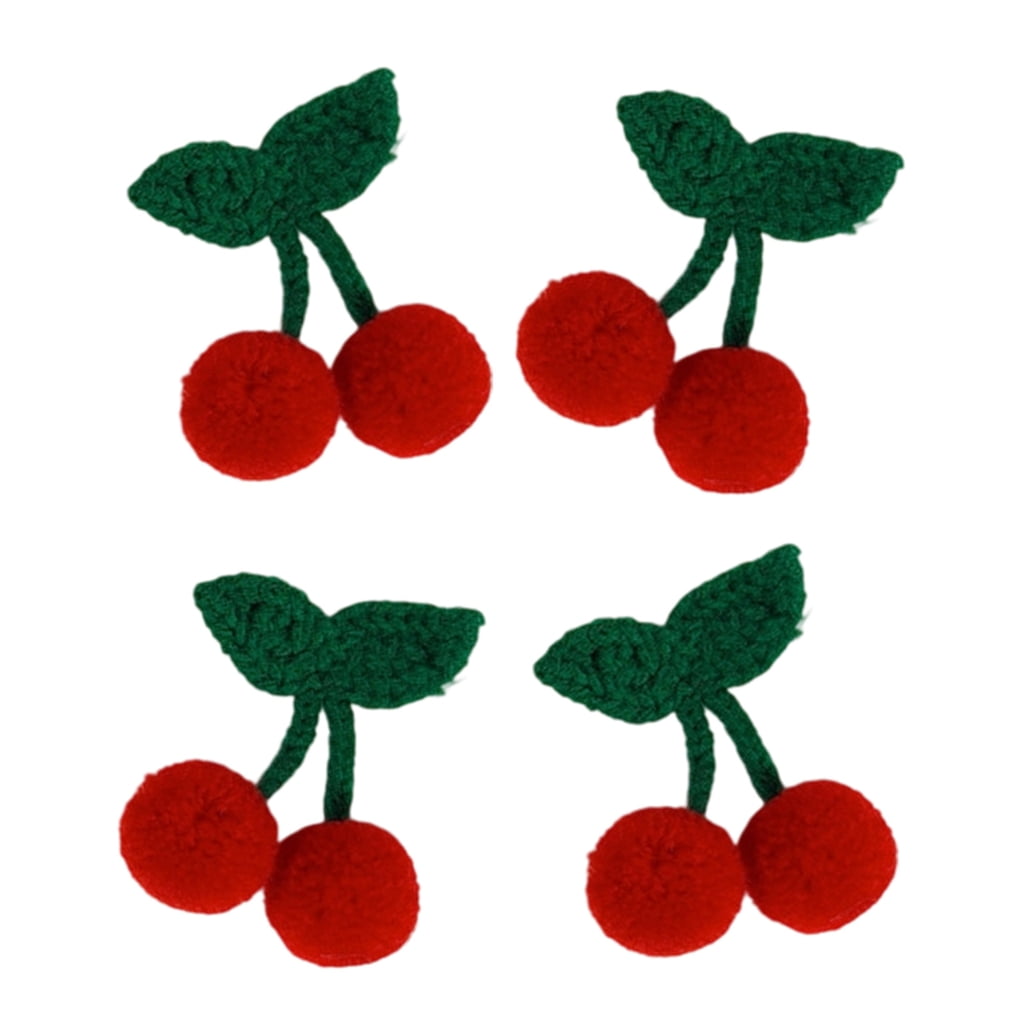 4Pcs Knitted Cherry DIY Keychain Brooch Craft Supplies For Handmade ...