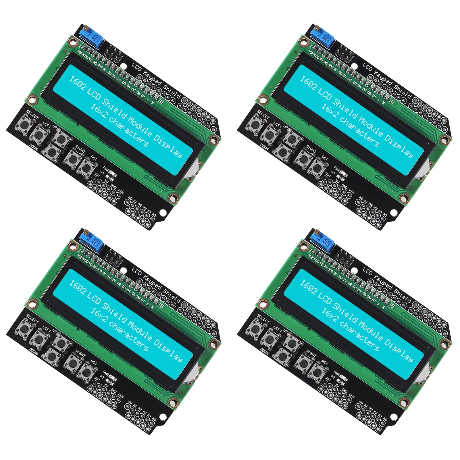 4Pcs LCD1602 Keypad Shield KEF16 Module 4.5-5.5V LCD 1602 Display Expansion Shield Board Blue ...