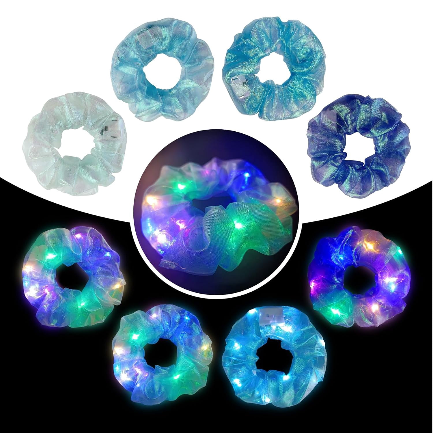 4Pcs LED Hair Ties with Multiple Light Modes for Women/Girls: Glowing ...