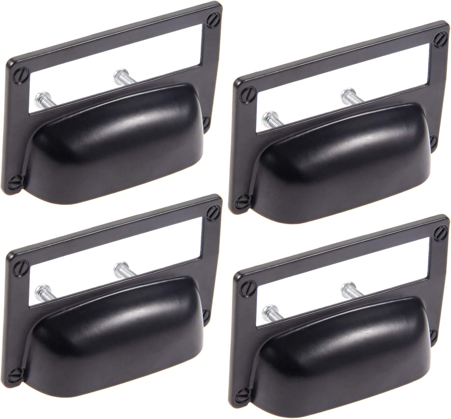 4Pcs Label Holder Pull Handles, Oil Rubbed Black Drawer Pulls, Vintage ...