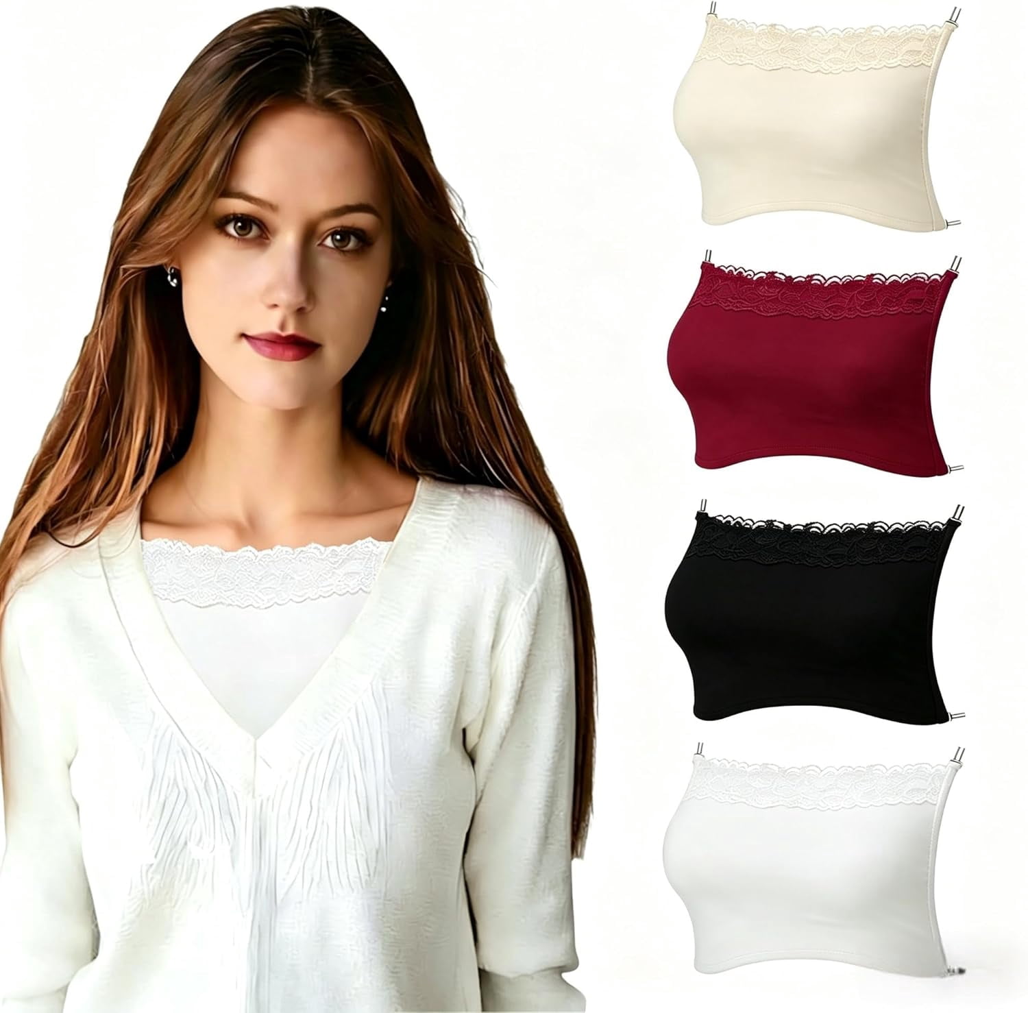 4Pcs Lady Cleavage Cover Modesty Panel Hook to Bra Insert Mock Camisole ...