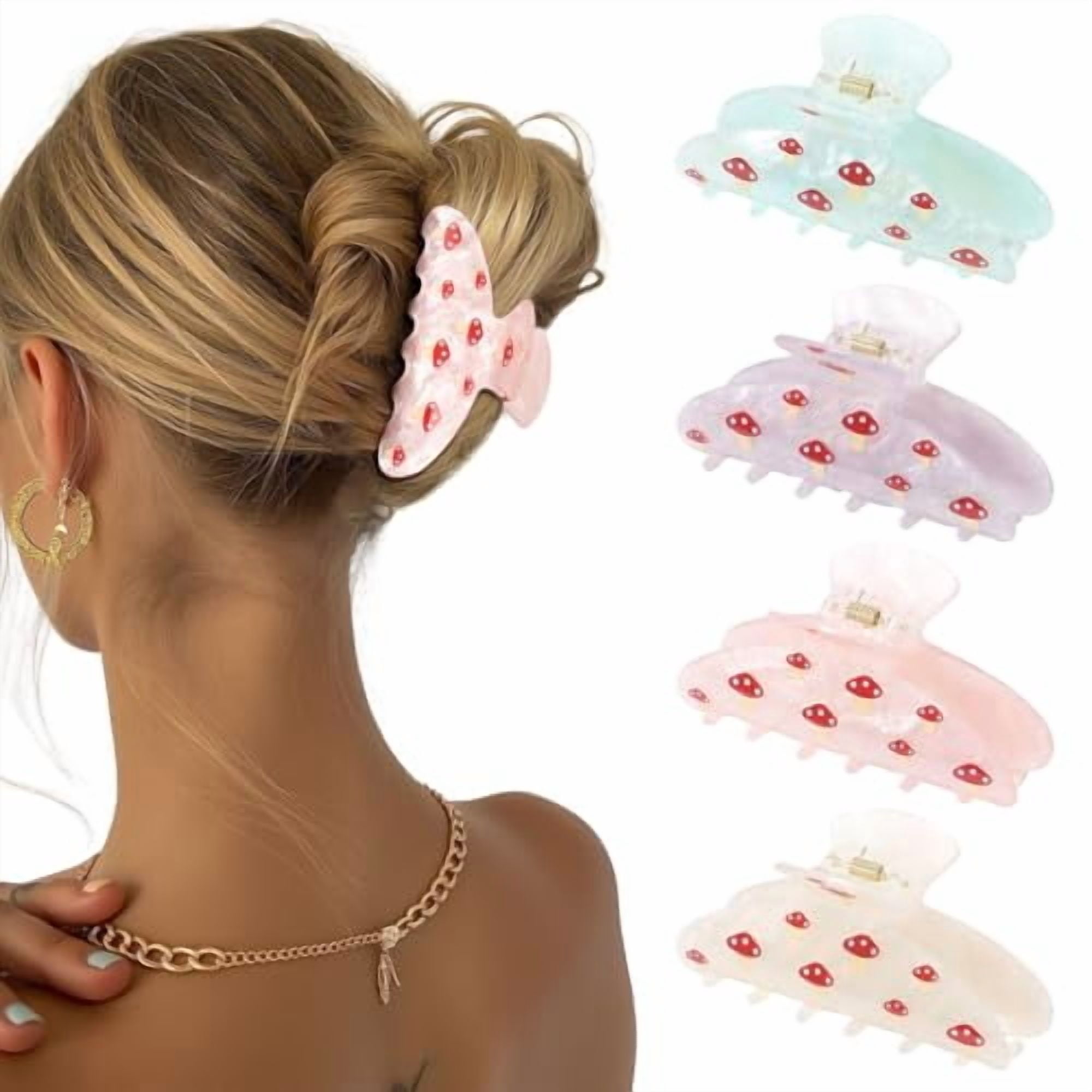4Pcs Large Acrylic Clips - Big Non-Slip Banana Barrettes for Thick Hair ...