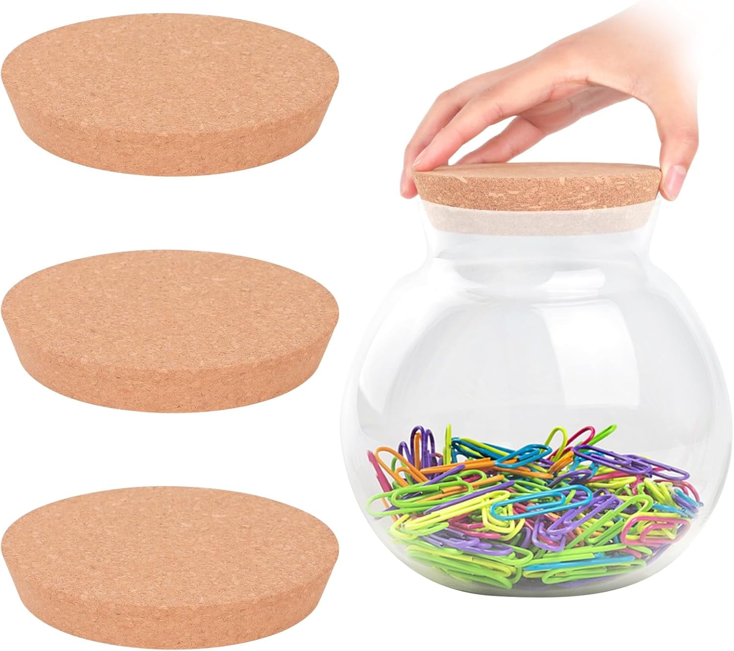 4Pcs Large Cork Stoppers 5.1~4.3inch Wooden Corks Stopper Jars With ...