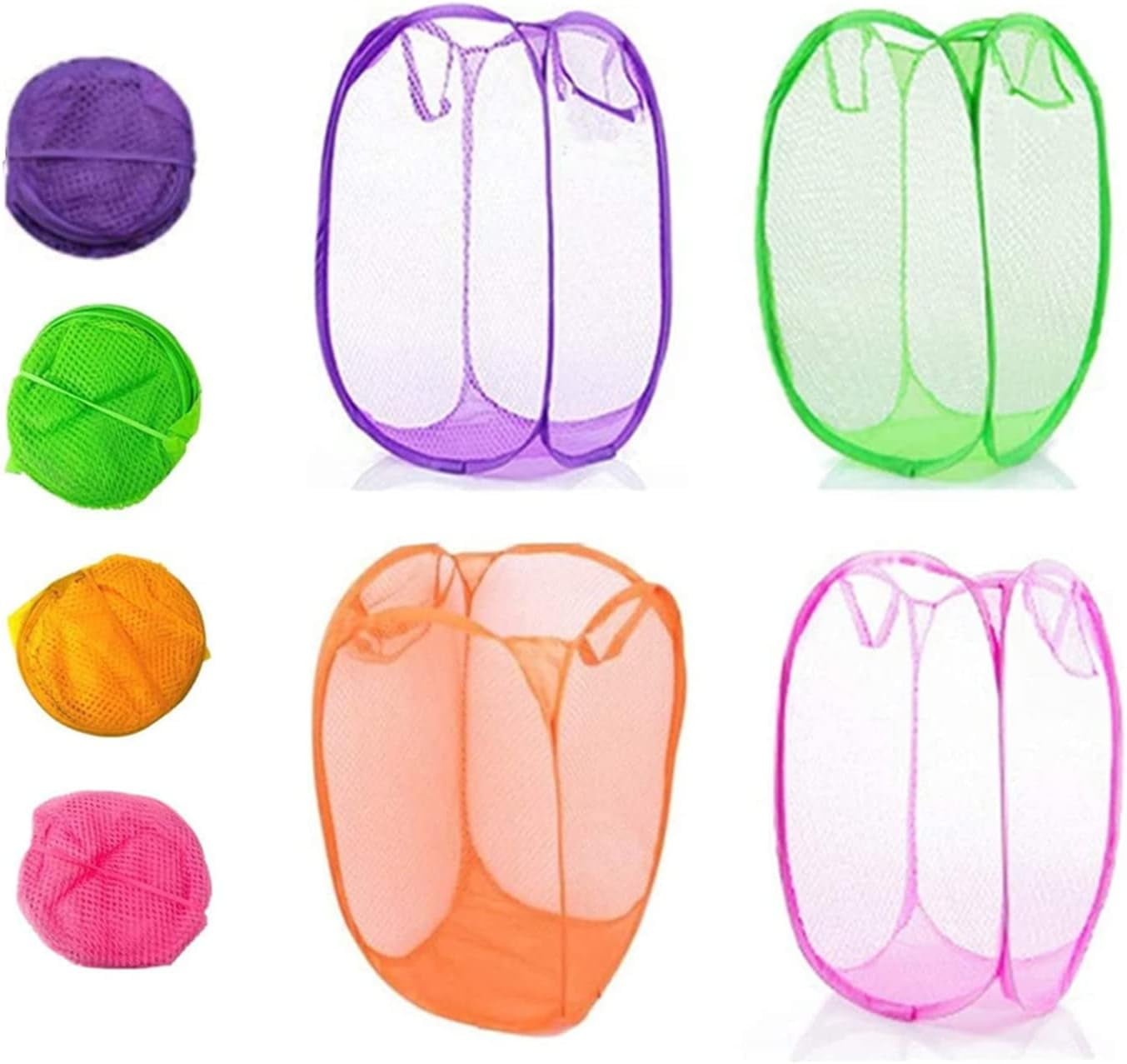 4Pcs Large Foldable Portable Pop Up Basket Mesh Hamper Washing Dirty ...