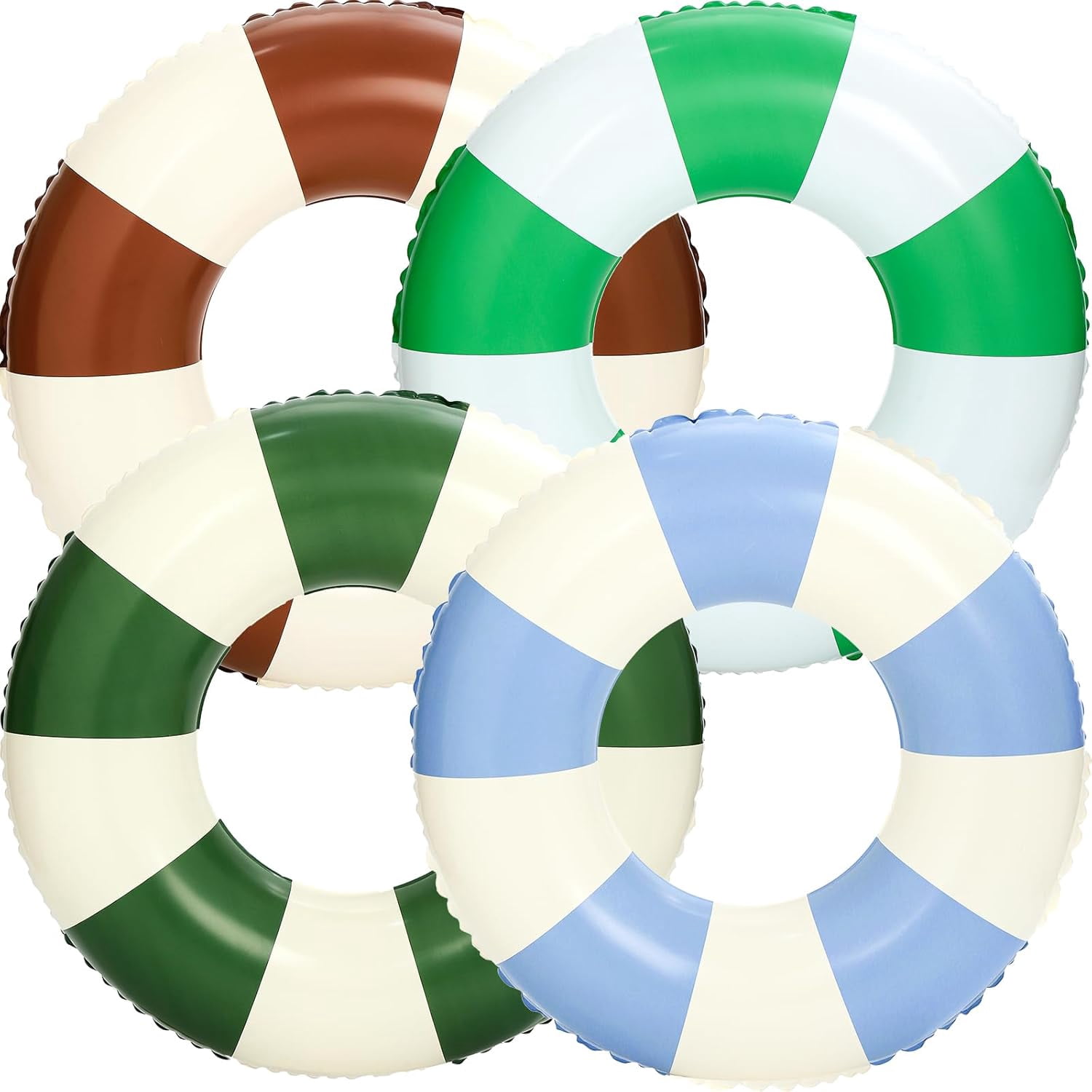 4Pcs Large Inflatable Pool Float for Adults 36 Inch Classic Striped ...
