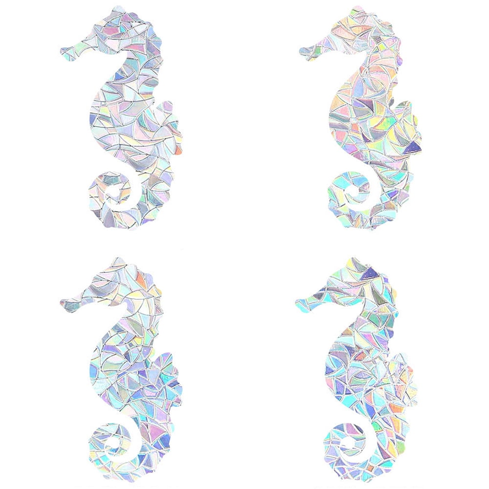 4Pcs Large Rainbow Window Clings Sea Horse Window Decals Static Non ...