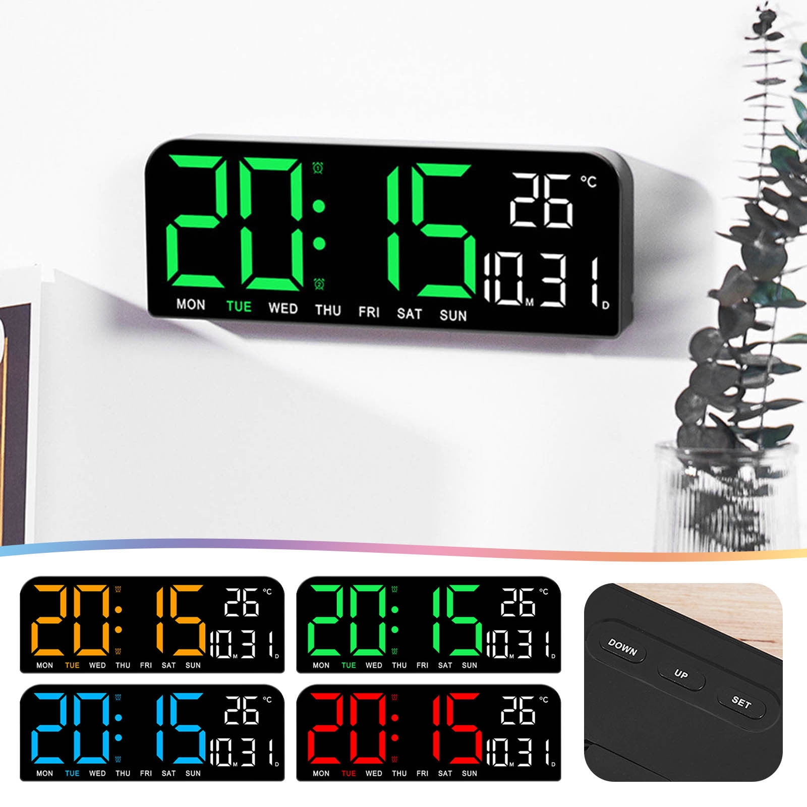 4Pcs Large Screen LED Clock under $5! Yrmaups Large Screen LED Desk ...
