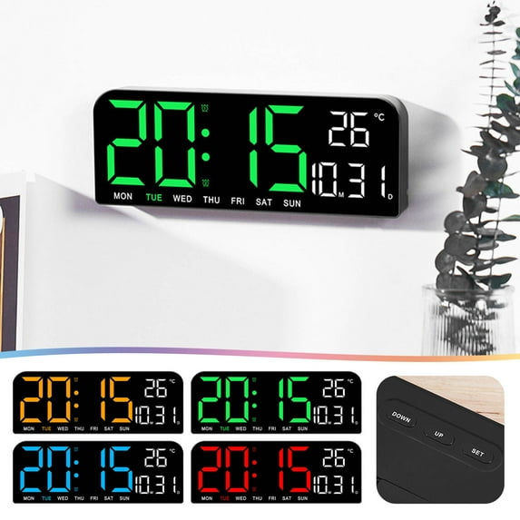 4Pcs Large Screen LED Clock under $5! Yrmaups Large Screen LED Desk ...