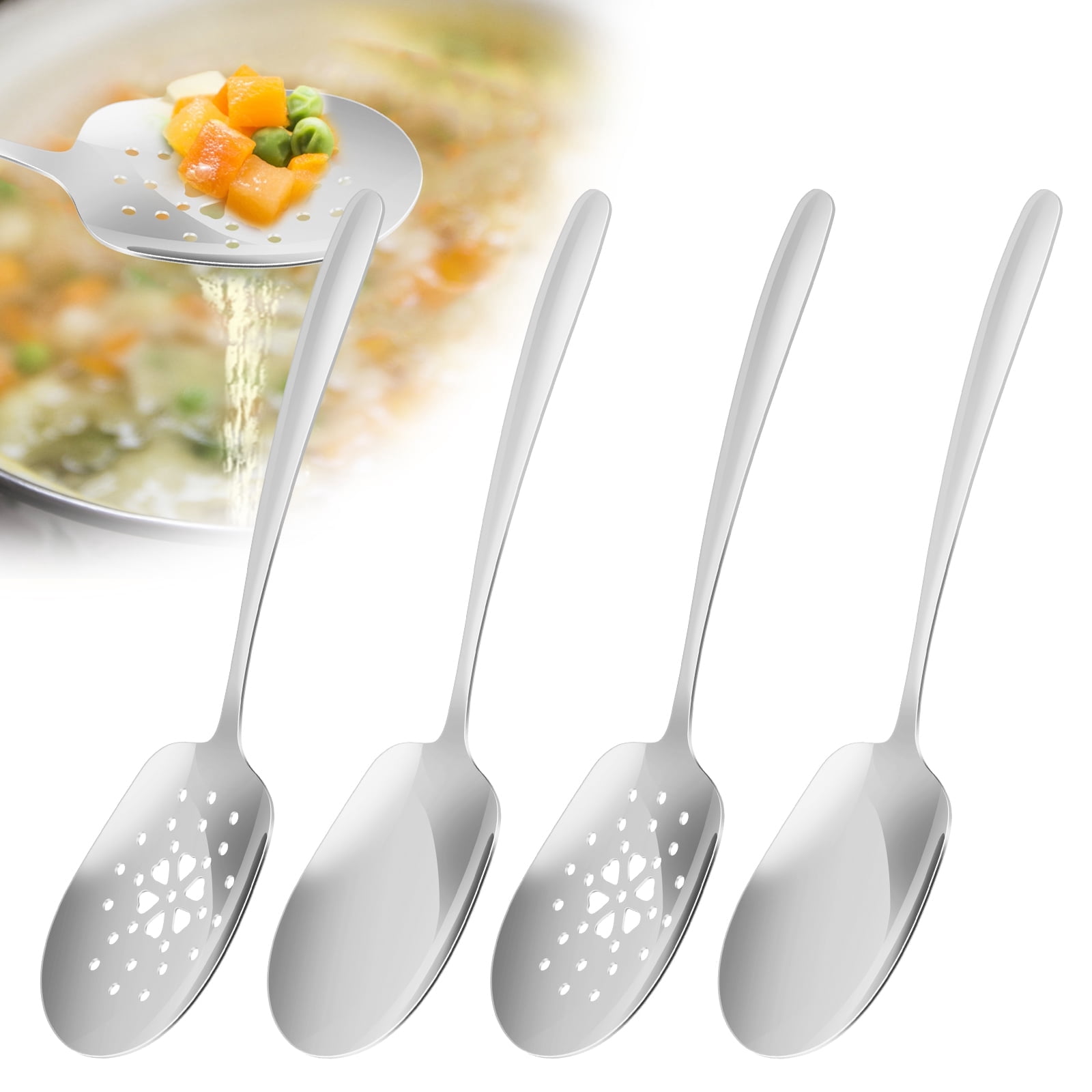 Xiyztok 4Pcs Large Serving Spoons Stainless Steel Serving Spoons Set ...