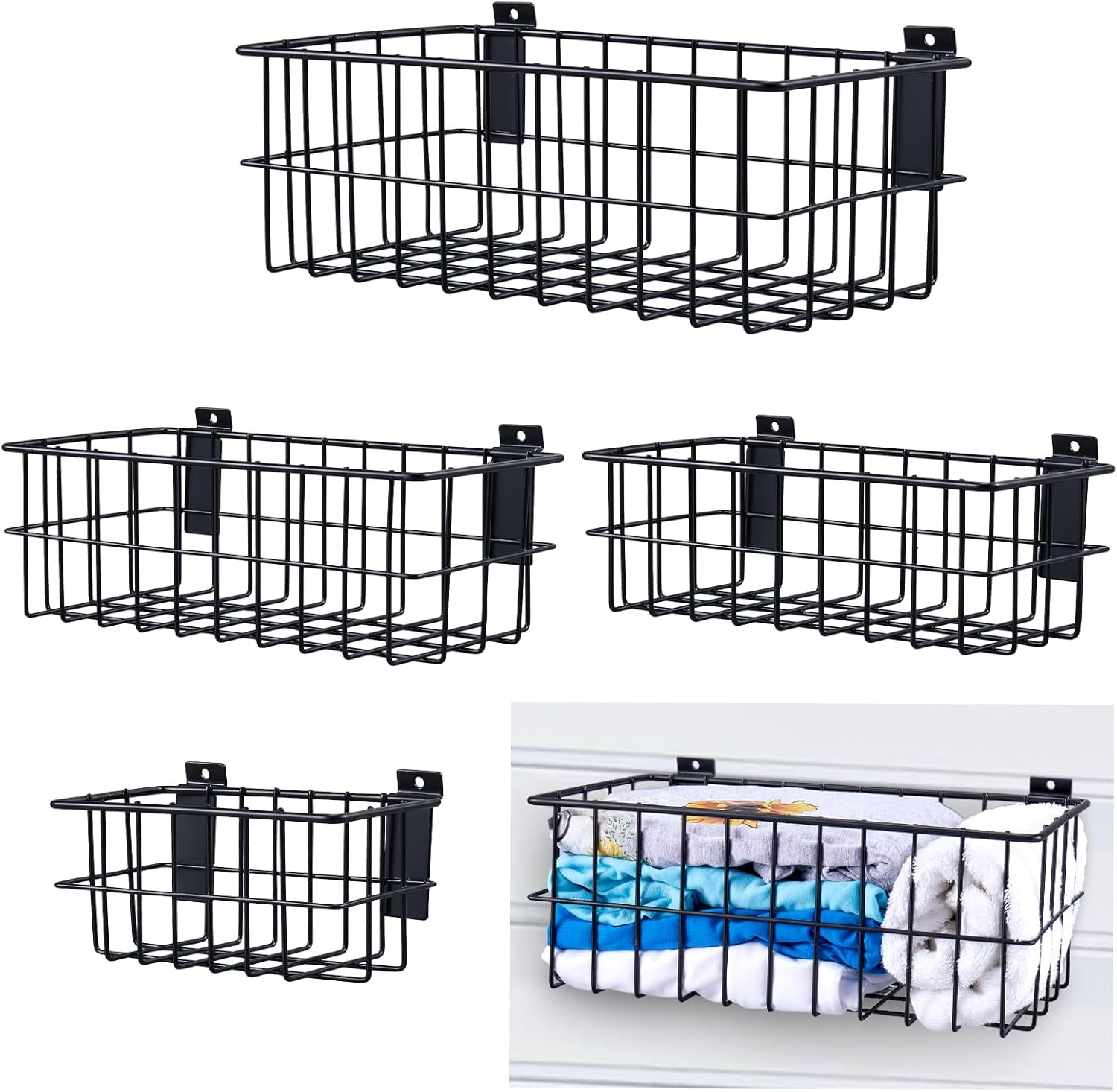 4Pcs Large Slatwall Baskets Set Ventilated Metal Pegboard Baskets ...