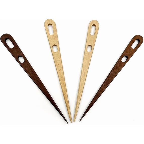 4Pcs Large Two-Eyed Nalbinding Needle, Beech Wood Tapestry Needle ...