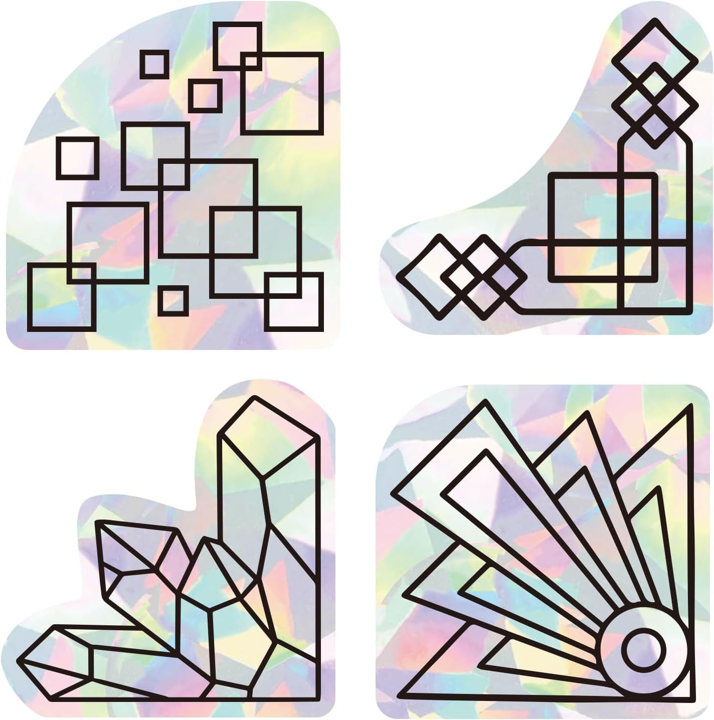 4Pcs Laser Window Sticker Adhesive Static Stickers Geometric Pattern ...