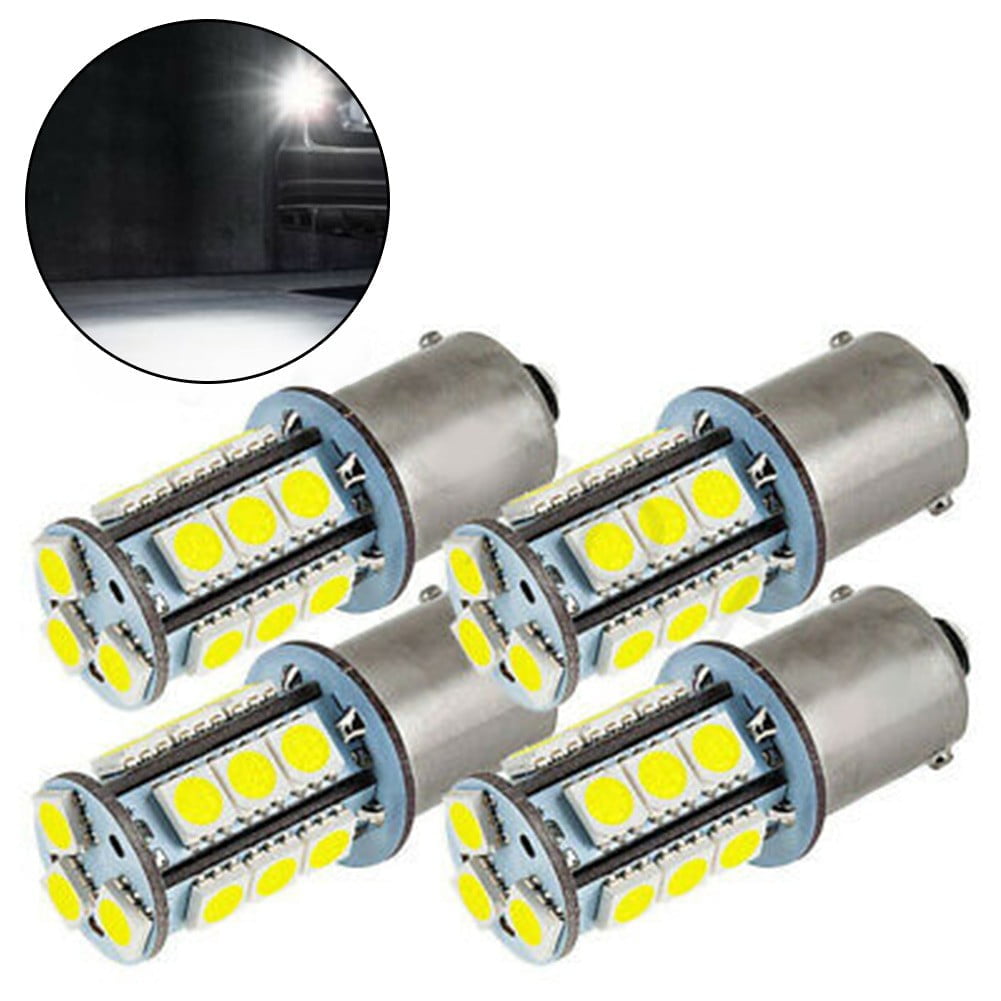 4Pcs Led Light Bulb 1156 Ba15S Brake Reverse Turn Stop Tail Car White ...
