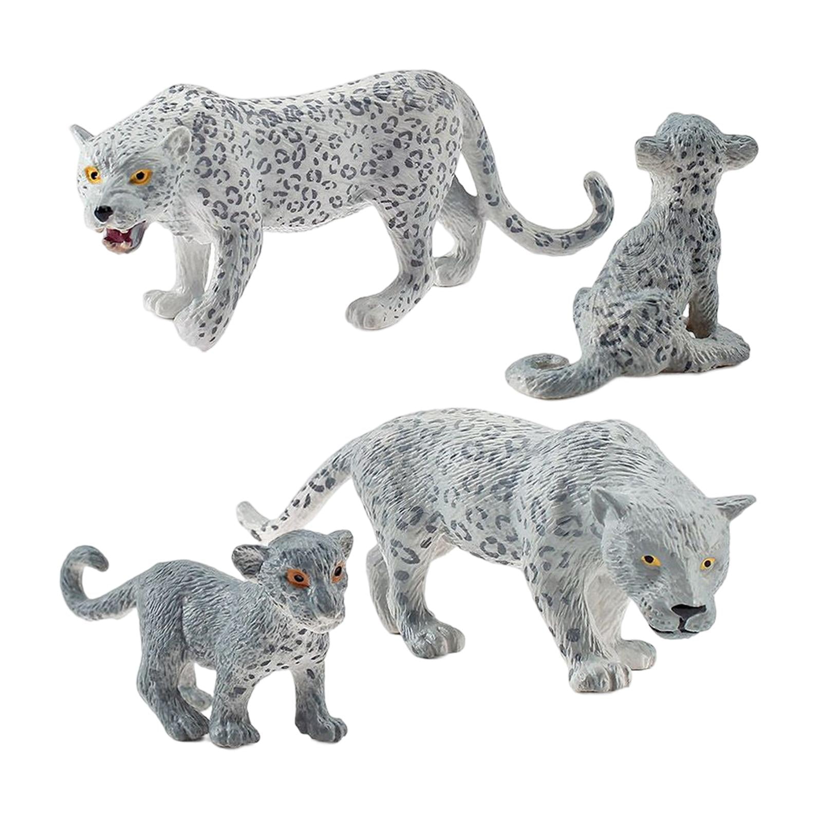 4Pcs Leopards Figurines Animal Model Jungle Animals Figures Family ...