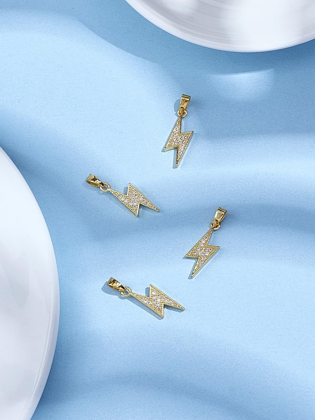 4Pcs Lightning Bolt Charms Brass Micro Pave Cubic Zirconia Pendants Pendant Decoration for Women ...