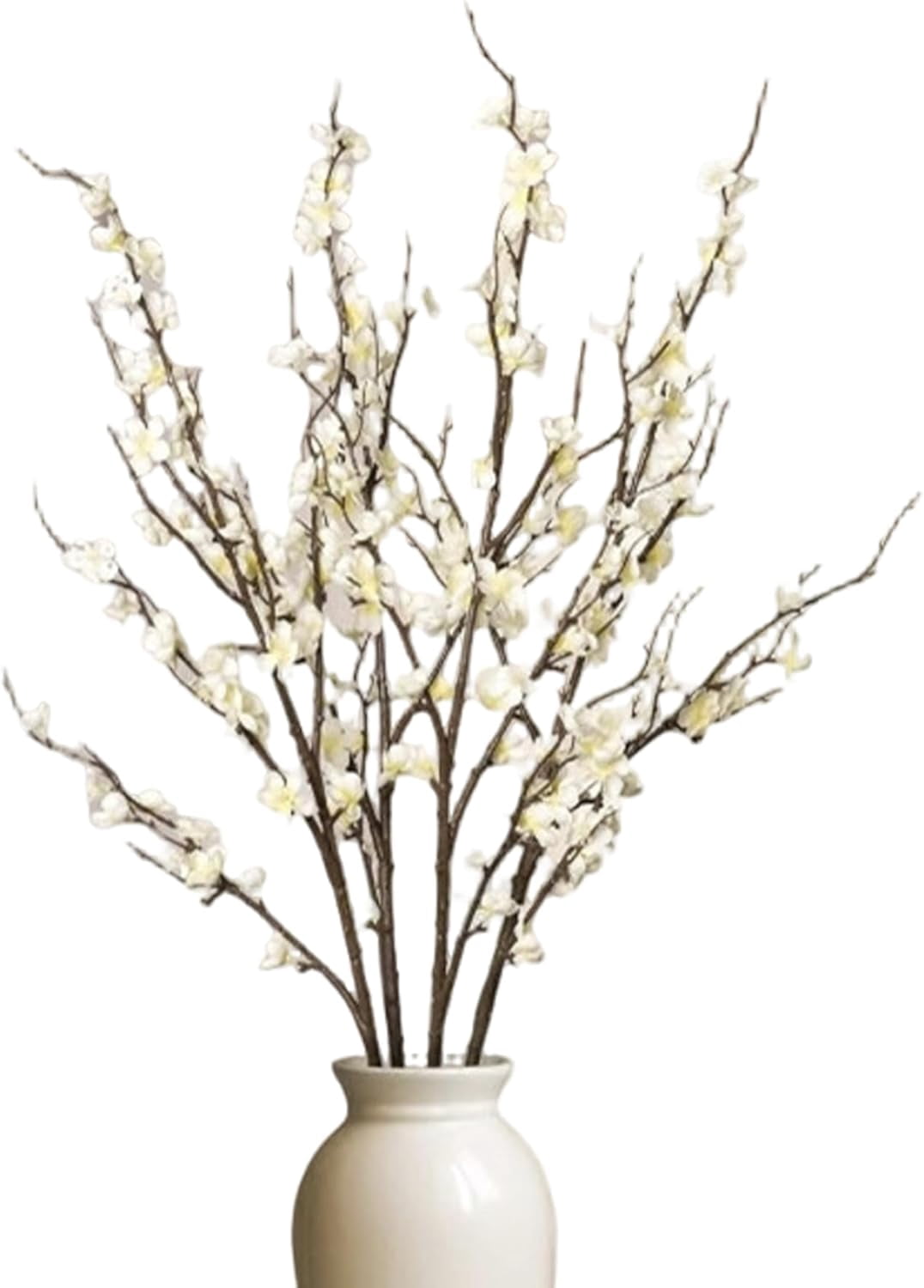 4-Pack Long Artificial Cherry Blossom Branches, White, for Home Decor ...