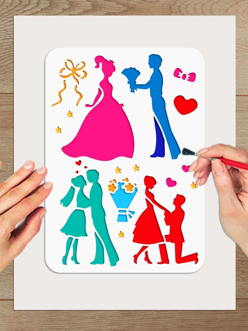 4Pcs Love Wedding Painting Stencils Groom Reusable Stencil Bride ...