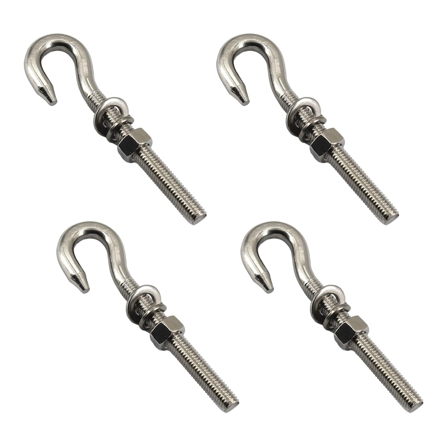 4Pcs M10 Stainless Steel Eye Bolt with Nut and Washers Long Shank ...