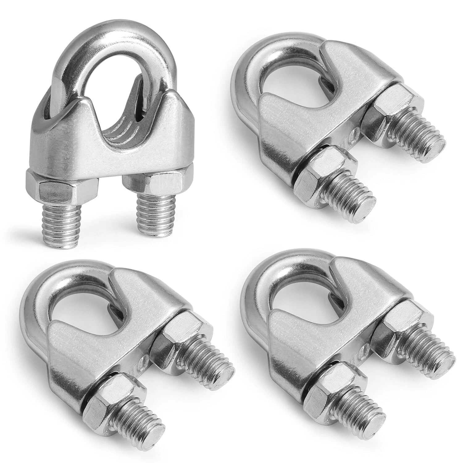 4Pcs M10 Wire Rope Clamp, 3/8 Inch Cable Clamps Stainless Steel Wire ...