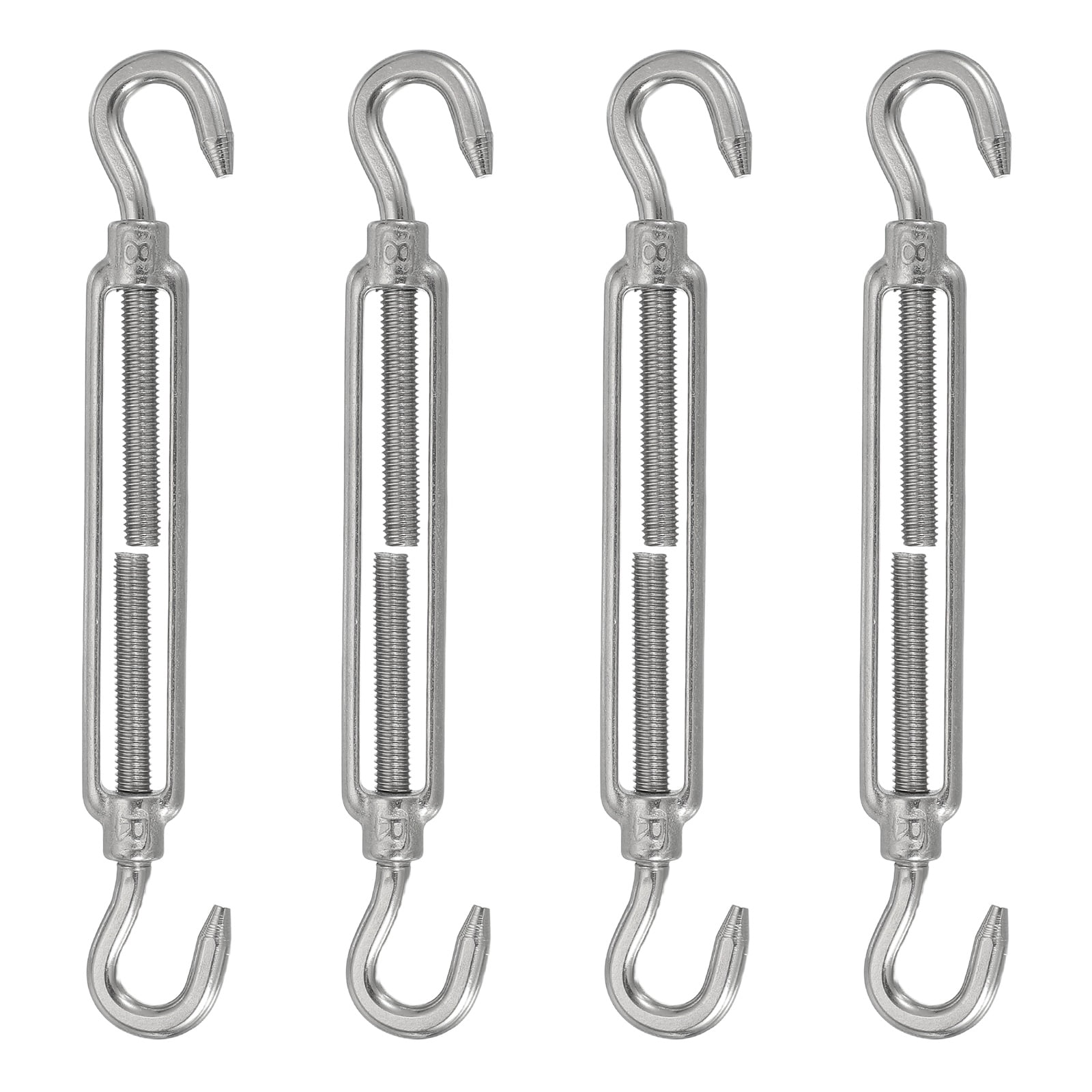 4Pcs M8 Hook and Hook Turnbuckle, 304 Stainless Steel Wire Rope Tension ...