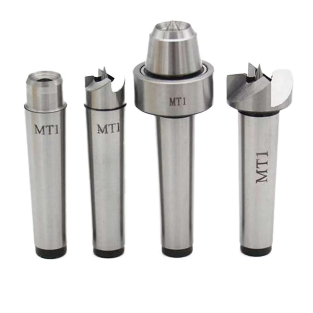 4Pcs MT1/MT2 Wood Lathe Turning Tool Spur Live Center Set Taper Milling ...