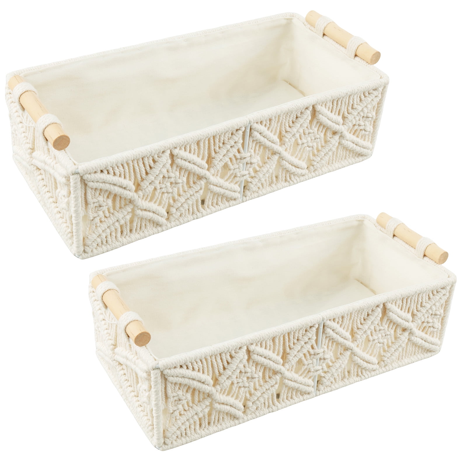 4Pcs Macrame Storage Basket Hand Woven Cotton Rope Storage Bins with ...