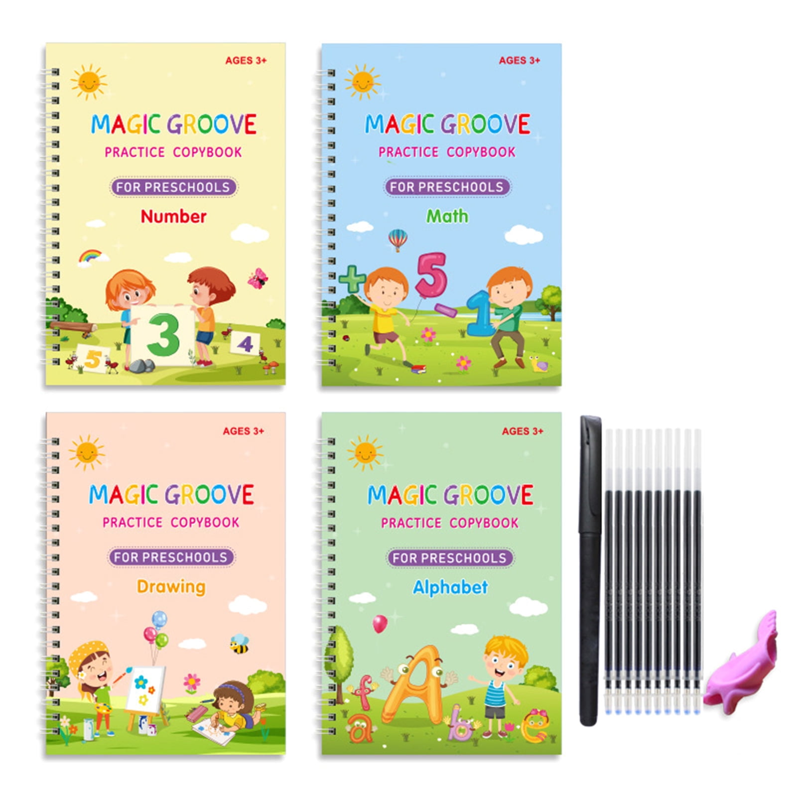 4Pcs Magical Grooved Handwriting Exercise Book Handwriting Practice ...